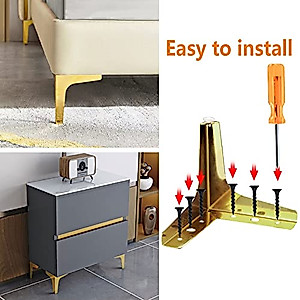 WEICHEN 4 inch Metal Furniture Legs, Modern Triangle Legs for Furniture Set of 4 Couch Legs DIY Replacement Legs for Cabinet Sofa Cupboard Chair Ottoman Dresser (Gold)