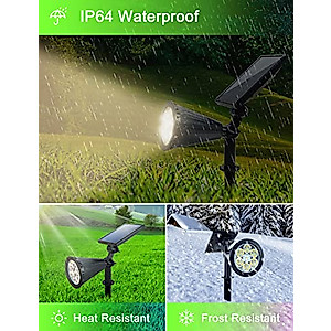 BOHON Solar Outdoor Lights Waterproof Solar Spot Lights Outdoor Spotlight 2-in-1 Wall Lights Auto On/Off Security Night Lights for Landscape Lighting Yard Patio Garden Deck Pathway 2 Pack (Warm White)