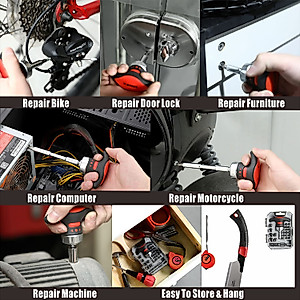 Ratcheting Muti Screwdriver Bits Sockets Set Mini Magnetic Racheting T-handle Torx Slotted Phillips Square Screwdriver Set Tools Set 24-piece with portable case for home dorm