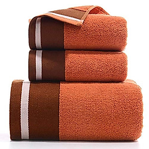 3 Piece Bath Towel Set, Combed Cotton Bath Towels Absorbent Bath Sheets Soft Shower Towels Bathroom Hand Towel Luxury Bath Towels Sets for Bathroom,Orange
