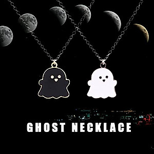 Kefley Halloween Ghost Necklace for Couples Friendship Necklace for 2 Best Friend Birthday Christmas Gifts for Bestie Halloween Themed Gifts for Bff Matching Necklaces