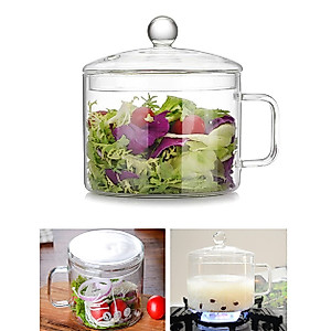 Glass Cooking Pot - 1.5L/50oz Clear Glass Cooking Pot, Glass Saucepan, Simmer Pot With Lid, Easy Grip Handles, Made from Oven, Microwave, Safe for Pasta Noodle, Soup, Milk, Tea