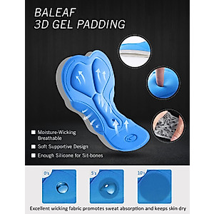 BALEAF Men's Bike Shorts 3D Padded Cycling Underwear with Padding Anti-slip Silicon Mountain Biking Bicycle Gear Grey XL