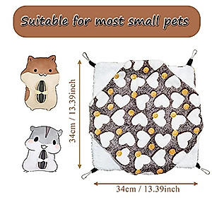 OINEEDU Pet Small Animal Cage Hammock Guinea Pig Rat Hammock- Soft Warm Bunkbed Hammock-Fit for Kitten,Ferret,Squirrel,Chinchilla,Rat,Hamster or Other Small Animals -13.39'' x 13.39'' (Love Coffee)
