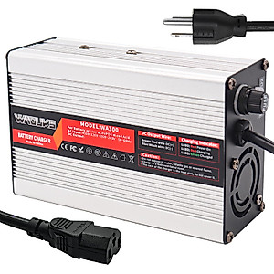 WAOUKS 54.6V 5A Charger 54.6V Lithium Battery Charger Output 3pin C13 N+ L- Connector Used for 13S 48V Li-ion Battery Charger Pack Smart Charger