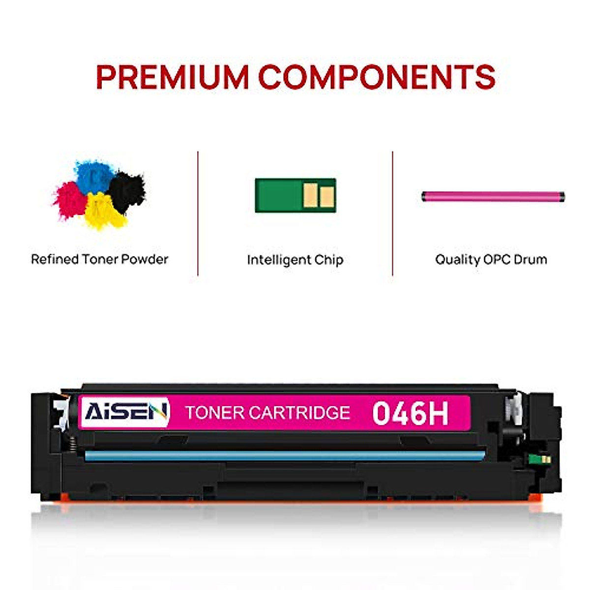 AISEN Compatible CRG 046H Toner Cartridges Replacement for Canon 046 Toner Cartridge, High Yield, for Color ImageCLASS MF733Cdw MF731Cdw MF735Cdw LBP654Cdw Laser Printer (Black, Cyan, Magenta, Yellow)
