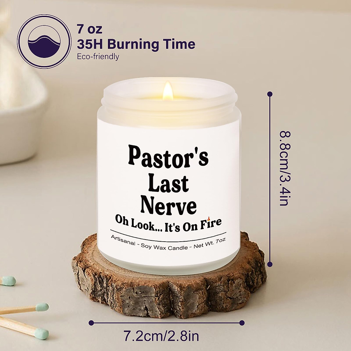 Craftique Funny Pastor Appreciation Gifts, Pastor Gifts for Men Women- Handmade Scented Candle- Birthday Retirement Ordination Christmas Gifts for Pastor, Gift for Pastor Appreciation Day, 7oz