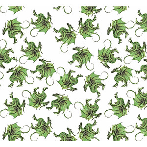 Stesha Party Green Dragon Birthday Wrapping Paper - Folded Flat 30 x 20 Inch (3 Sheets)