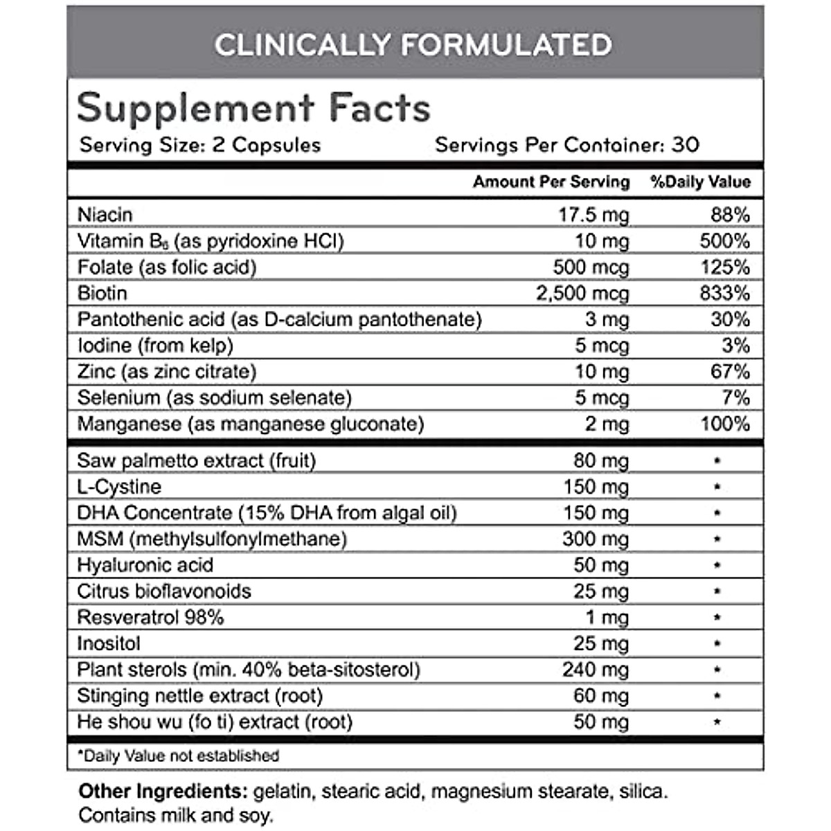 HairMax Hair, Skin and Nails Dietary Supplement – Hair Loss & Hair Regrowth Treatment. 2500mcg Biotin, DHT Blocker, MSM & Antioxidants, 60 Capsules