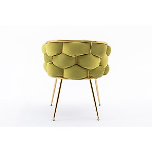 INMOZATA Velvet Accent Chair Set of 2, Comfy Living Room Chair Bedroom Furniture Decore, Single Sofa Chair with Gold Legs Tufted Back Armchair Arm Chair for Vanity Dining Room Chair,Olive Green