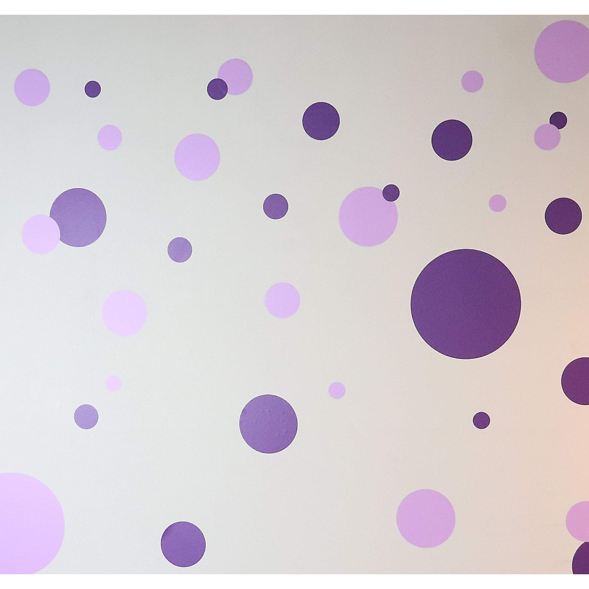 Polka Dot Wall Decals Girls Room Wall Decor Stickers, Wall Dots, Vinyl Circle Peel & Stick DIY Bedroom, Playroom, Kids Room, Baby Nursery Toddler to Teen Bedroom Decoration (Dark & Light Purple)