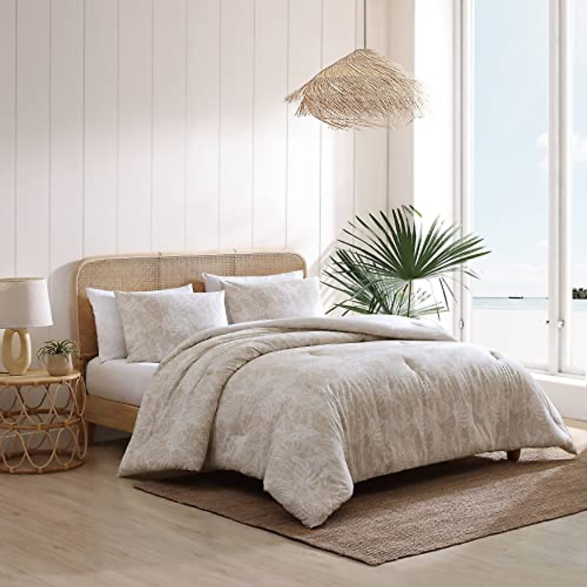 Tommy Bahama- Queen Duvet Cover Set, Reversible Cotton Bedding Set with Matching Shams, Tropical Home Décor (Costa Blanca Beige, Queen)