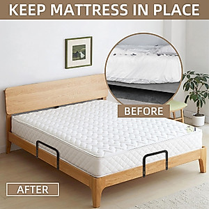 Rasugarlary Mattress Retainer Bar Keep Mattress Stopper from Sliding, 12 Pcs Adjustable Non Slip Mattress Slide Stoppers Holder in Place Metal Mattress Gripper, Black