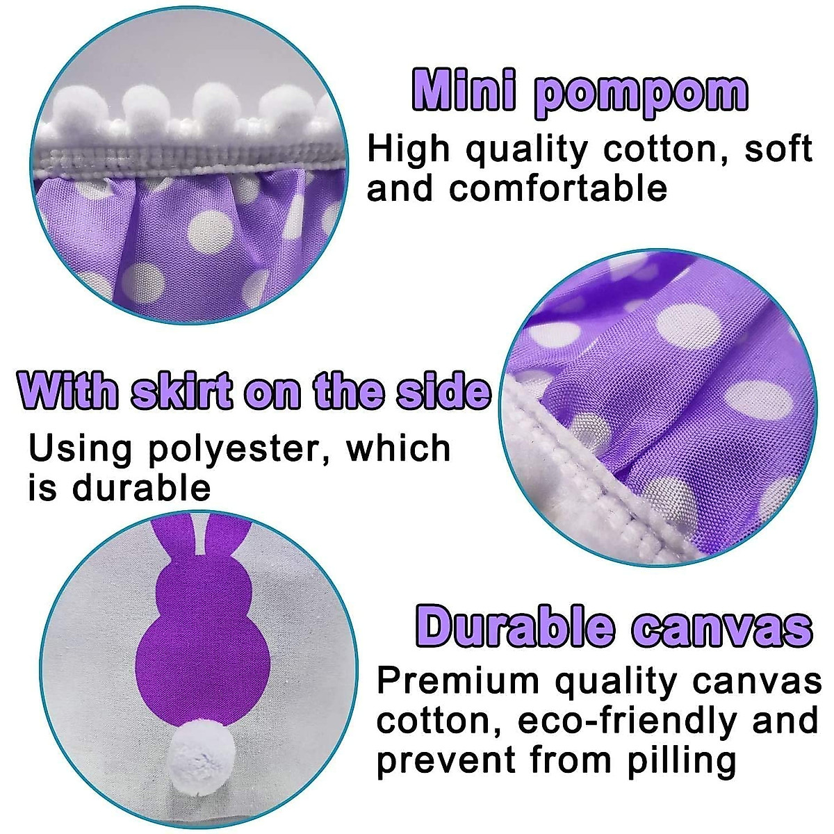 TOPLEE 3PCS Easter Baskets for Kids Canvas Bunny Basket Egg Bags Rabbit Fluffy Tails Eggs Hunt Bucket Easter Basket Stuffers for Girls Toddlers Easter Gifts Toys