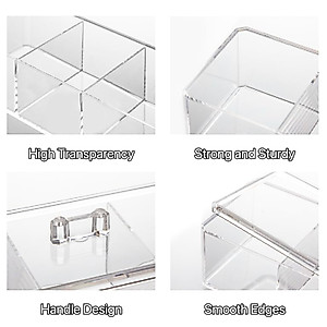 TelKeen Qtip Holder Dispenser, 3 Compartments Bathroom Organizers and Storage with Lid, Waterproof Acrylic Bathroom Organizers for Q-tips, Cotton Ball, Swab, Round Pads, Clear Cotton Ball Holder