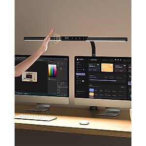 EZVALO 2023 Upgraded Led Desk Lamp, Hand-Sweep Architect Desk Lamps for Home Office, 31.5’’ Office Lighting with Led Display, Led Desk Light for Office with Clamp for Monitor Study Crafting Reading