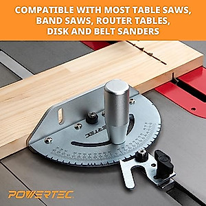 POWERTEC 71142 Universal Table Saw Miter Gauge Assembly/Miter Gauge with 27 Angle Stops