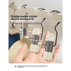 10/30/50Pcs Space-Saving Clothespin, Upgrade Double Head Clamp Dipped Hanger for Closet Hooks Garment Clip Hat Pants Storage Hanging Travel Hook (White, 10PCS)