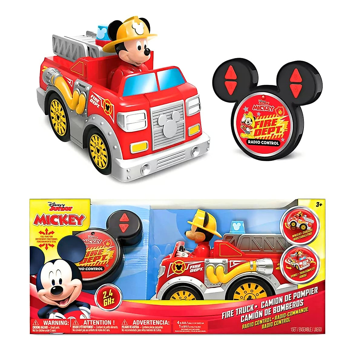 Disney Junior Mickey's 5.5" Full-Function Remote Control Firetruck, R/C Vehicle, Children Ages 3 Years and up