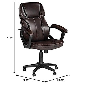 Serta Manager Office, Ergonomic Computer Chair with Layered Body Pillows Contoured Lumbar Zone, Faux Leather, Roasted Chestnut Brown