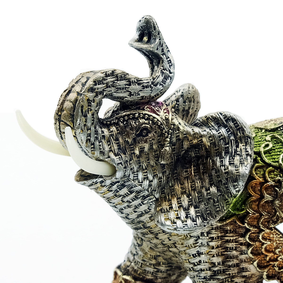 Elephant Statue, Lucky Elephant Statue Sculpture Wealth Figurine Gift Home Decoration (Rattan, Left)