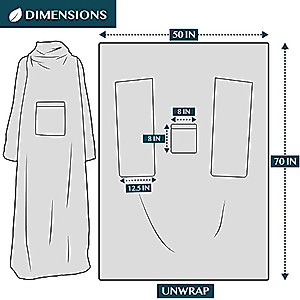 PAVILIA Premium Fleece Blanket with Sleeves for Women Men Adult, Wearable Blanket Warm Cozy, Super Soft Sleeved Throw with Arm, Gift for Women Mom Wife (Charcoal, Regular Pocket)