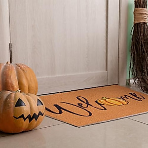 Welcome Doormat Imitation Coir Mats Outdoor 18 x 30 Inch Non Slip Coir Door Mats Fall Pumpkin Graduation Welcome Outdoor Mat for Entrance Indoor Front Door(Pumpkin)