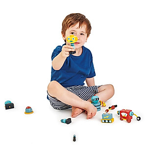 Tender Leaf Toys - Robot Construction - 17 Pieces Wooden Construction Set to Build and Stack 3 Robot in Endless Variations - Develops Problem Solving Skills and Imaginative Play for Children 3+