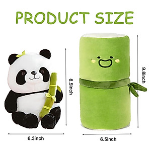 Shapeazy Cute Panda Plush Toy with Bamboo Cover, Bamboo Tube Panda Plush Toy, Kawaii Panda Stuffed Toys, Animal Panda Plush Doll Pillow Toys for Kids Funny Birthday Gift (9.8in)