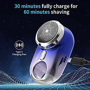 Electric Razor for Men, IEVEI 2023 Upgrade Mini Portable Electric Shaver Wet and Dry Mens Razor USB Rechargeable, Easy One-Button Use for Home, Car, Travel (Blue)