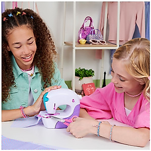 Cool Maker, Stitch ‘N Style Fashion Studio, Pre-Threaded Sewing Machine Toy with Fabric and Water Transfer Prints, Arts & Crafts Kids Toys for Girls