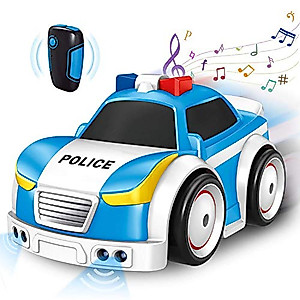 tonason Remote Control Police Toy Car Cartoon Car 2.4GHz Motion Gravity Four Modes with Obstacle Avoidance and Gravity Sensors