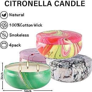 Citronella Candle Outdoor,12oz Summer Camping Large Candle for Outside Garden Backyard Balcony,30 Hour Burn,4 Pack 3 Wick