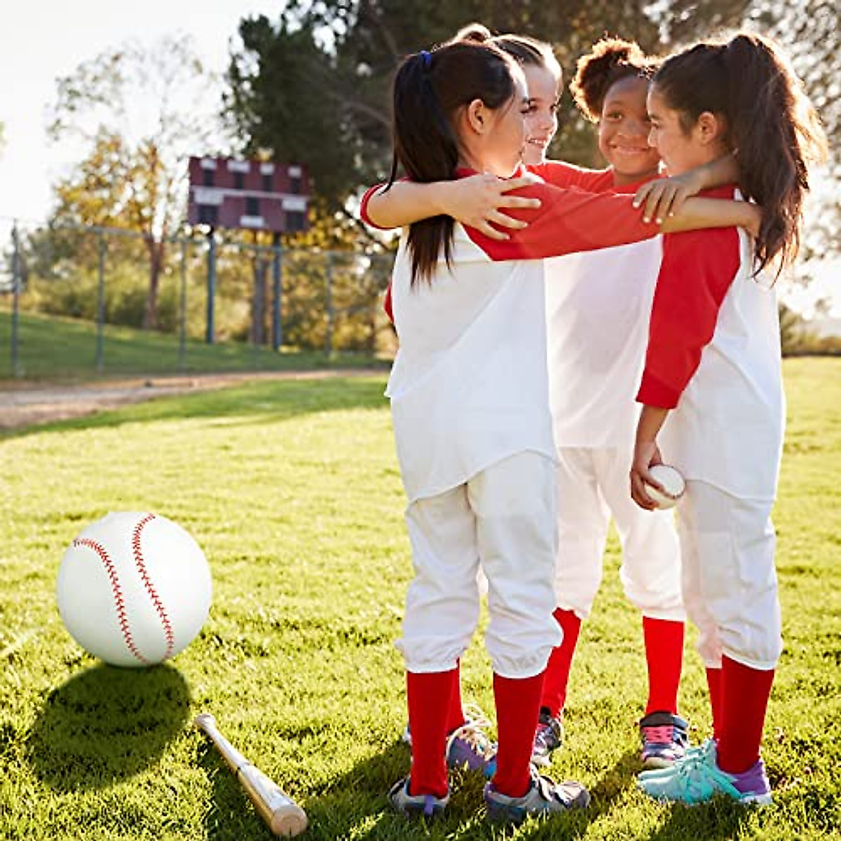 16 Inch Inflatable Baseball Beach Float Baseball Toys Inflatable Baseball Party Favors Blow up Sport Pool Balls for Kids Sports Pool Game Party Supplies (4 Pieces)