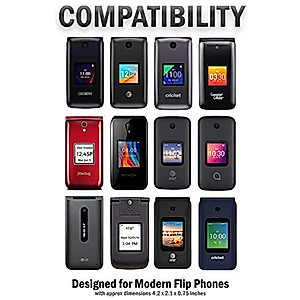 Flip Phone Case, Nakedcellphone Black Vegan Leather Vertical Pouch [with Belt Loop, Metal Clip, Magnetic Closure] for Alcatel Go Flip V, MyFlip, TCL Flip Pro Classic, Cingular Flip 4, Nokia 2720 2760