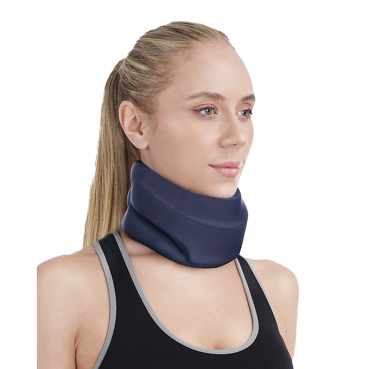 BLABOK Neck Brace for Sleeping - Cervical Collar Relief Neck Pain and Neck Support Soft Foam Wraps Keep Vertebrae Stable for Relief of Cervical Spine Pressure for Women & Men Blue(12.6-15.8 inch)