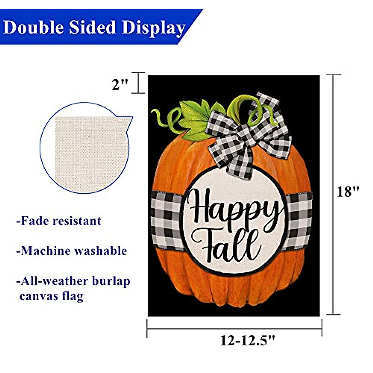 Covido Home Decorative Pumpkin Garden Flag, Happy Fall House Yard Outdoor Welcome Decor Buffalo Plaid Check Sign, Farmhouse Autumn Outside Decoration Seasonal Burlap Small Flag Double Sided 12 x 18