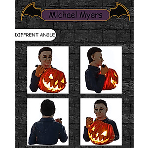 nezababy Light Up Michael Myers Statue Halloween Decoration Sam Trick 'r Treat with Pumpkin Horror Movie Garden Gnomes Decor Resin