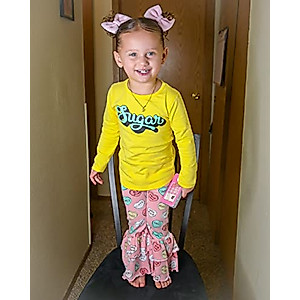 Unique Baby 2 Piece Girls Double Ruffle Leggings and Long Sleeve Shirt Clothes Set Kid and Toddler Girl Valentines Day Outfit (9 Years, Sugar)