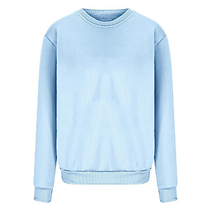 Ceboyel Women Crewneck Sweatshirt Trendy Oversized Pullover Sweater Long Sleeve Shirts Y2k Fashion Clothing 2023 Streetwear Hoodies Light Blue S