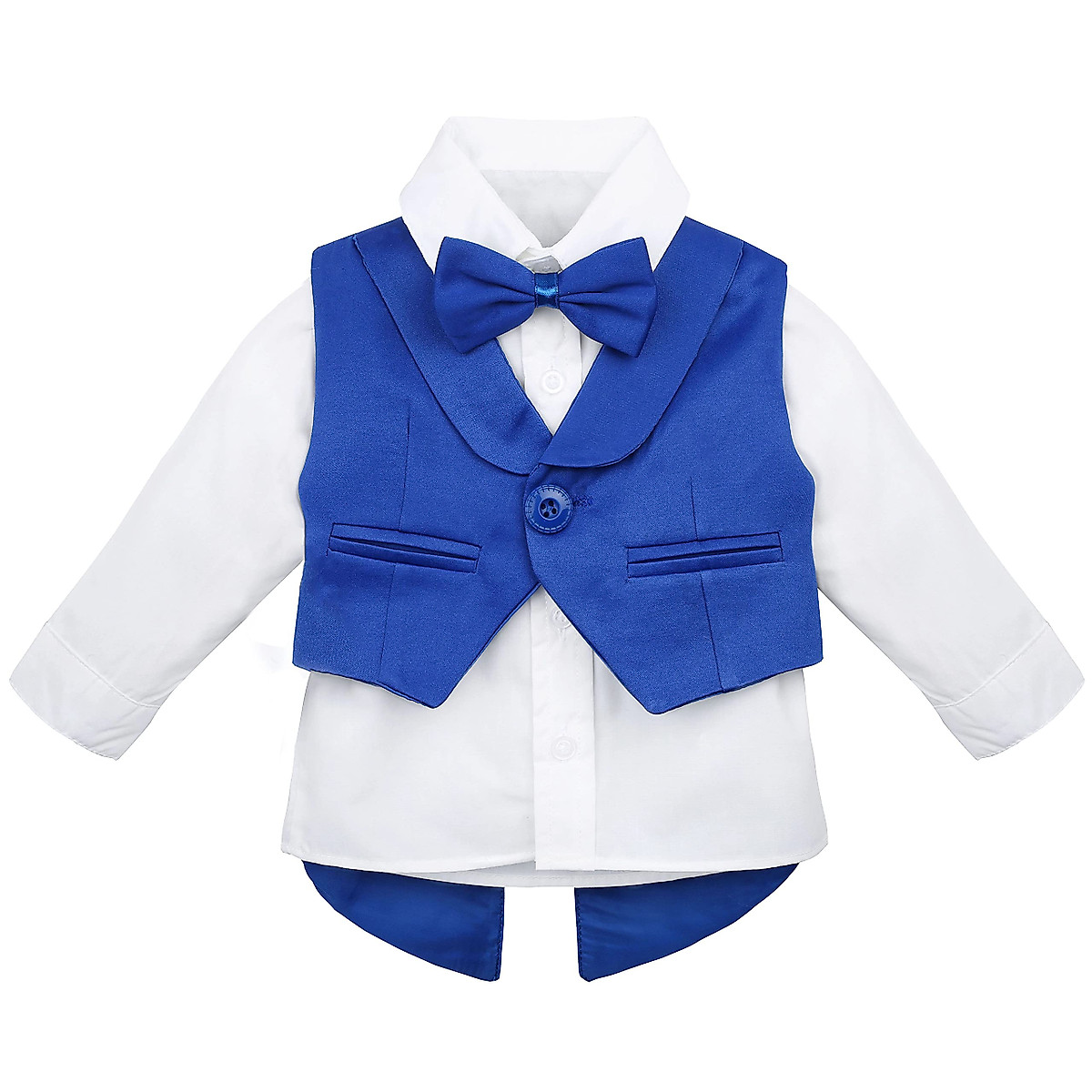 Lilax Baby Boy Gentleman Tuxedo Outfit Infant 4 Piece Set 0-3 Months Royal Blue