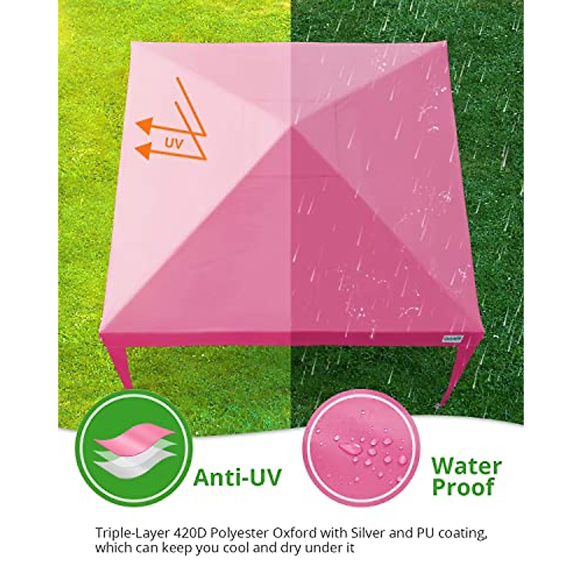 Quictent Upgraded 10'x10' Pop up Canopy Tent with Detachable & Interchangeable Sidewalls Instant Outdoor Gazebo Ez Party Tent Enclosed Waterproof (Pink)