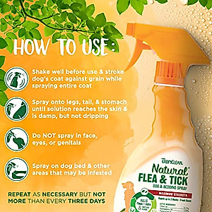 TropiClean Natural Flea and Tick Spray for Dogs & Bedding Maximum Strength Flea Spray for Home Family-Friendly & Safe Made in the USA 16oz