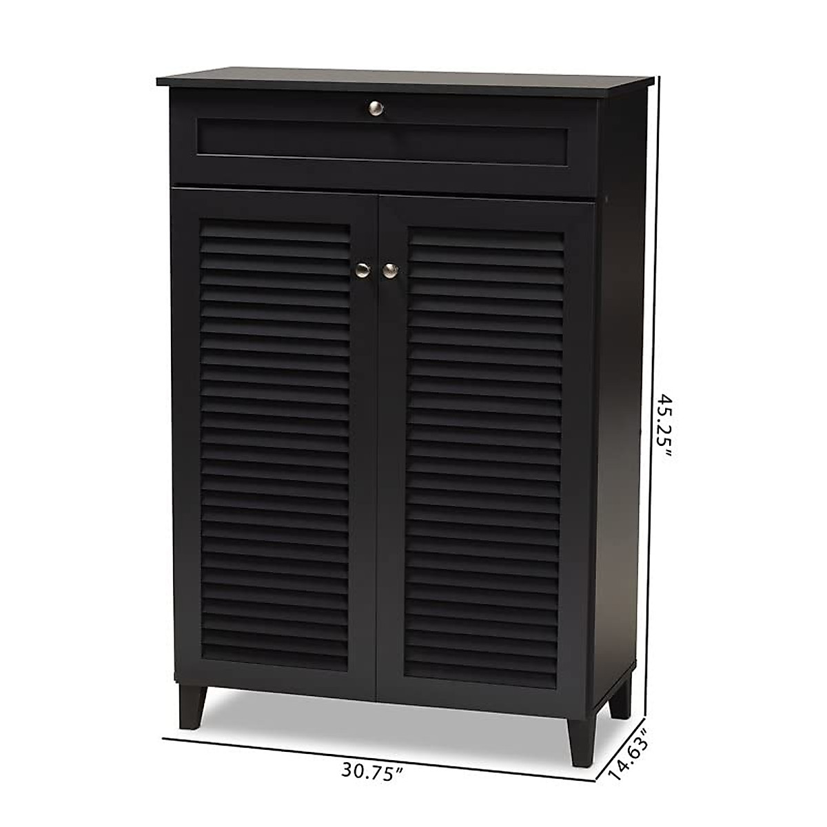 BOWERY HILL Wood 5-Shelf and Drawer Shoe Cabinet in Dark Gray