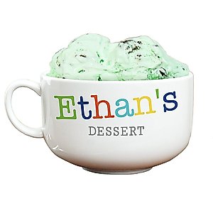 GiftsForYouNow Ceramic Personalized 32 Ounce Ice Cream Bowl for Kids with Custom Name in Colorful Text