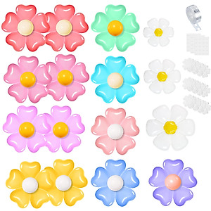 Mity Rain 16 Set Daisy Balloon Arch Kit - Colorful Heart Balloons With Plum Clip Daisy Shaped, Daisy Flower Balloons Arch For Party Decor Daisy Theme Wedding Birthday Baby Shower