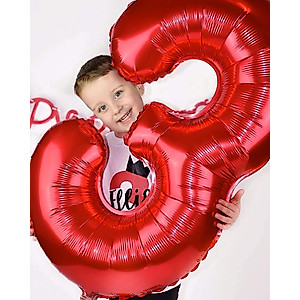 40 Inch Large Red Number 7 Balloon Extra Big Size Jumbo Digit Mylar Foil Helium Balloons for Birthday Party Celebration Decorations Graduations Wedding Anniversary Baby Shower Supplies Photo Shoot