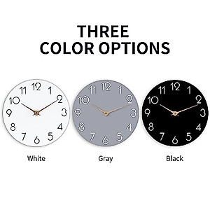 cicininc 12 Inch Wall Clock - Wooden Silent Wall Clocks Battery Operated Non Ticking, Modern Simple Clock for Bathroom, Office, Bedroom, Home, Kitchen, Living Room(12"-White)