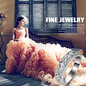 ANGG Women Wedding Promise Rings For Her Engagement Bands CZ 925 Sterling Silver