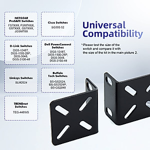 PhyinLan Rack Mount Kit for 17.3 inch Switches, Adjustable Rack Ears for Buffalo Tech, Cisco, NETGEAR,Dell, D-Link, Linksys and TRENDnet Products, Adjustable Hole Distance 14-29mm